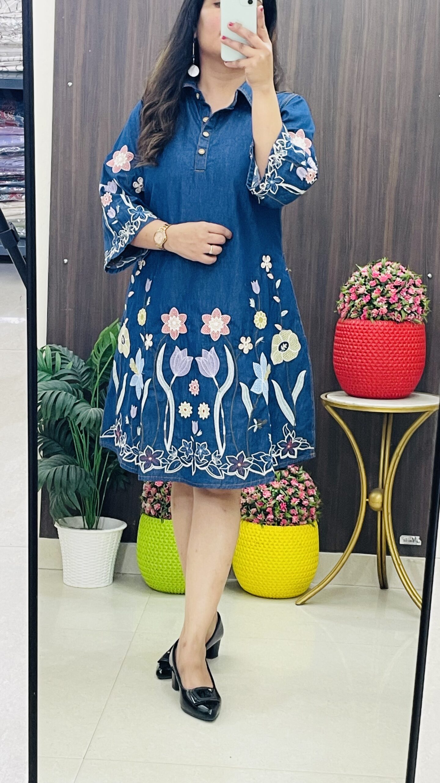 Denim Applique Work Middi - Monansh Collection